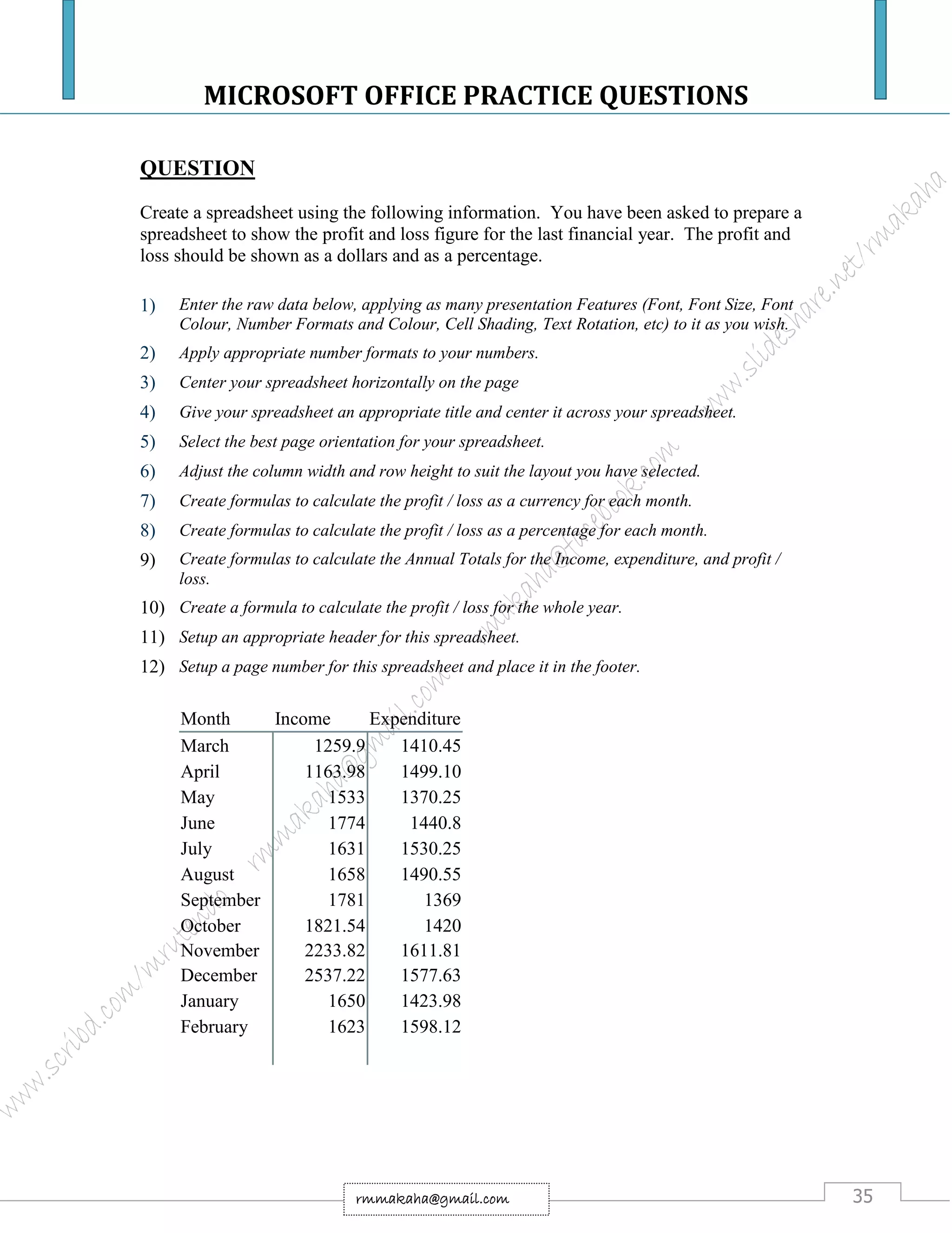 Microsoft Office: Practice Questions | PDF