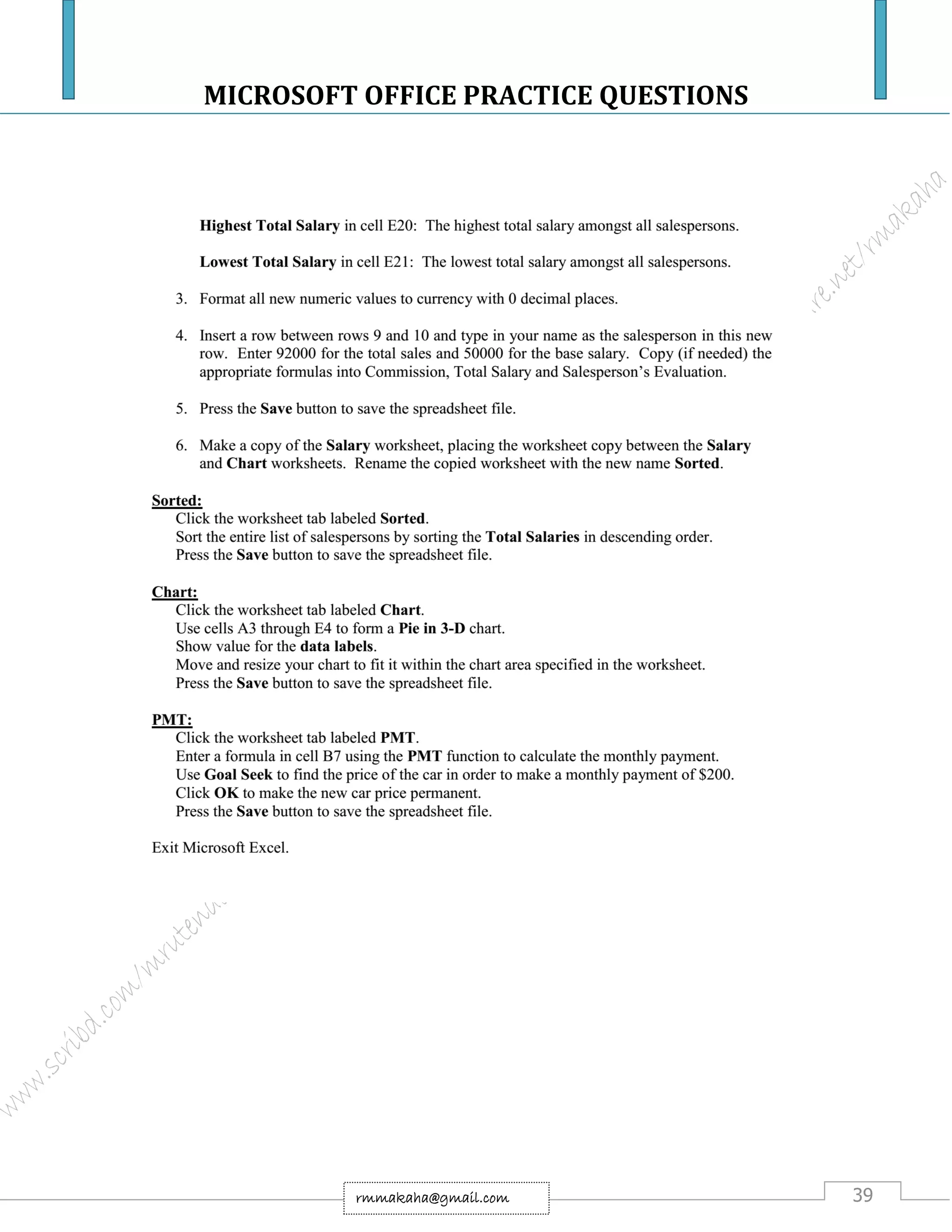 Microsoft Office: Practice Questions | PDF