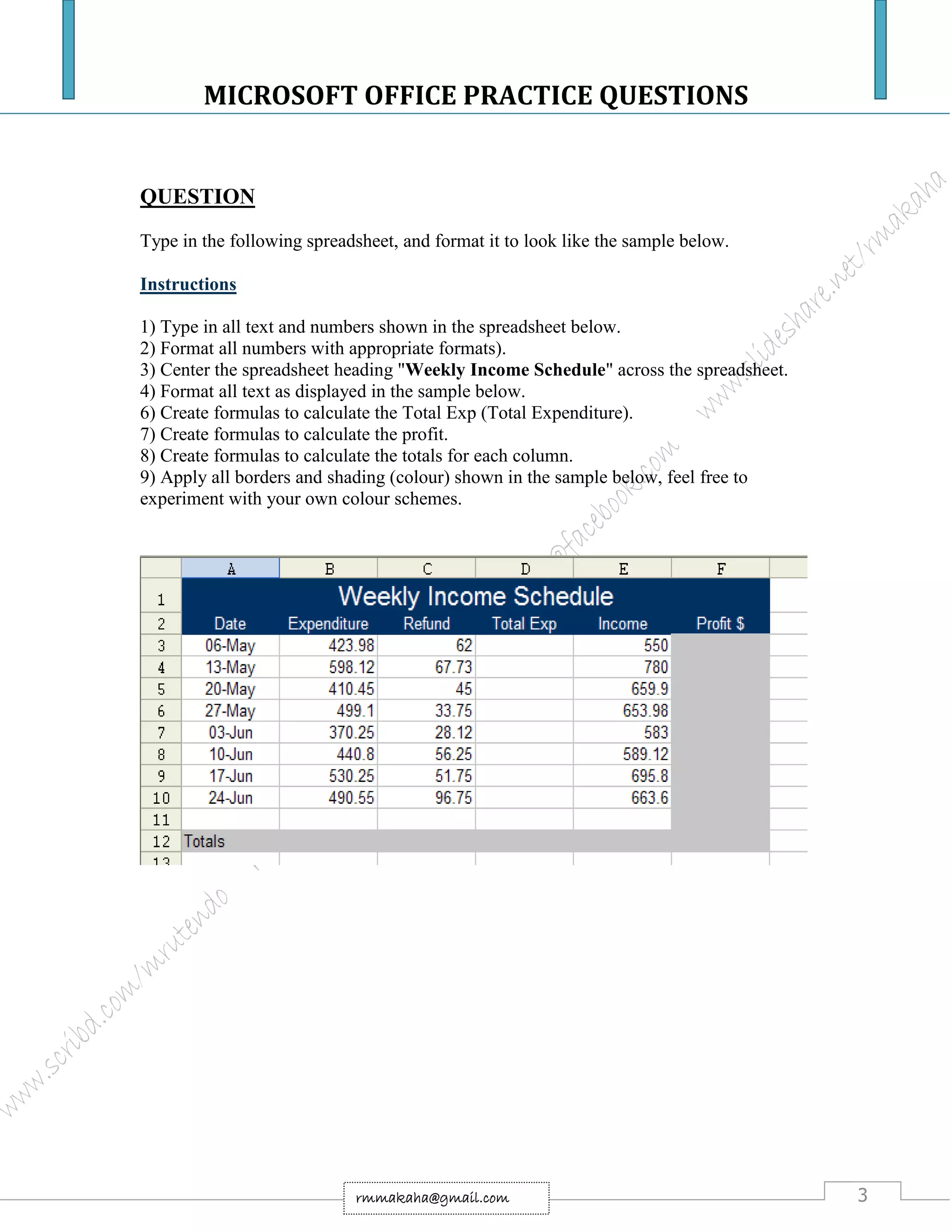 Microsoft Office: Practice Questions | PDF