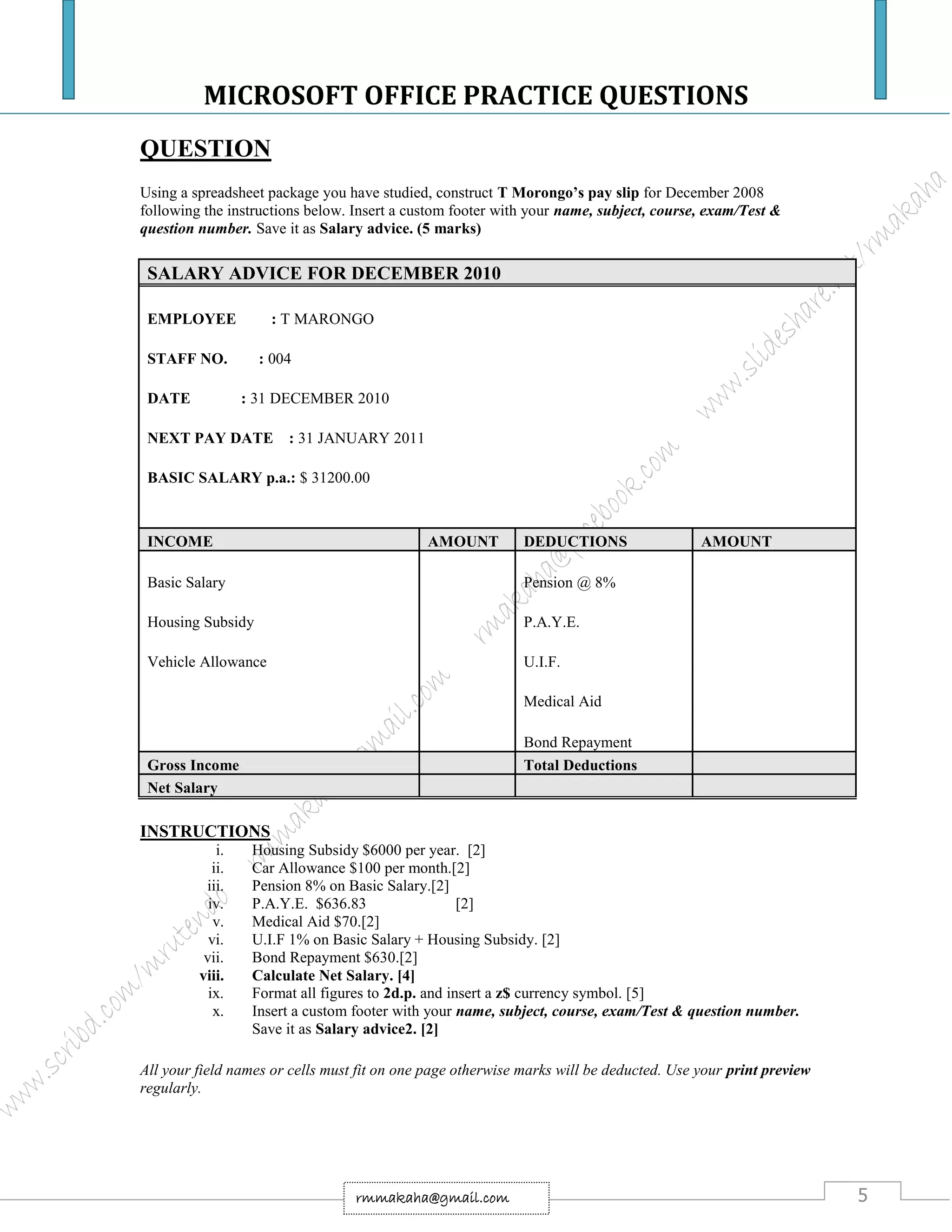 Microsoft Office: Practice Questions | PDF