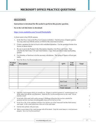 Microsoft Office: Practice Questions | PDF