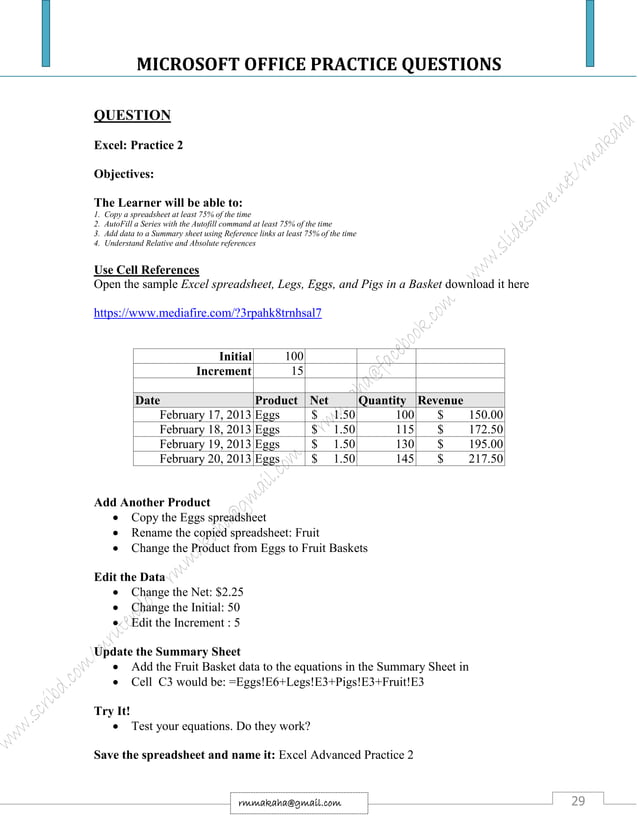 Microsoft Office: Practice Questions | PDF | Government Support and ...