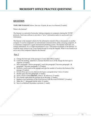 Microsoft Office: Practice Questions | PDF