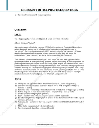 Microsoft Office: Practice Questions | PDF