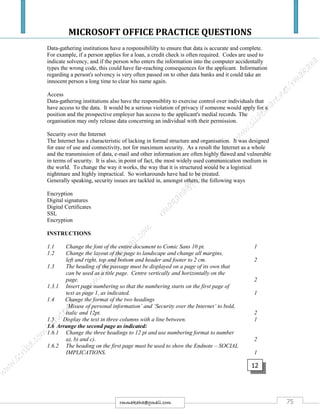 Microsoft Office: Practice Questions | PDF