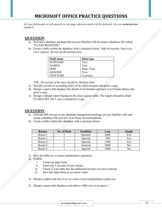 Microsoft Office: Practice Questions | PDF
