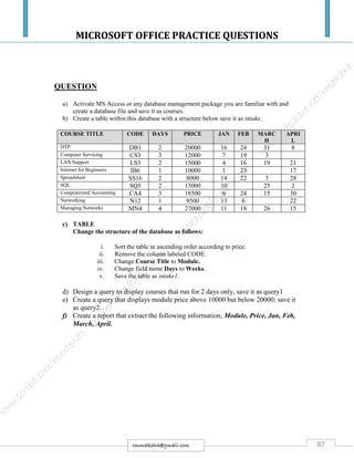 Microsoft Office: Practice Questions | PDF