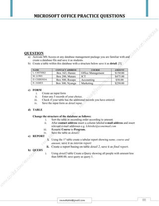 Microsoft Office: Practice Questions | PDF