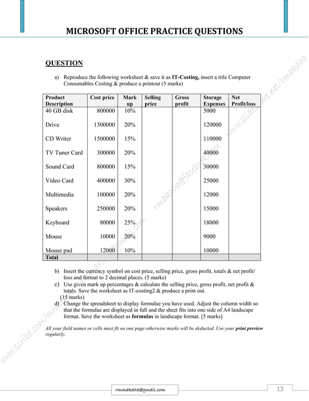 Microsoft Office: Practice Questions | PDF