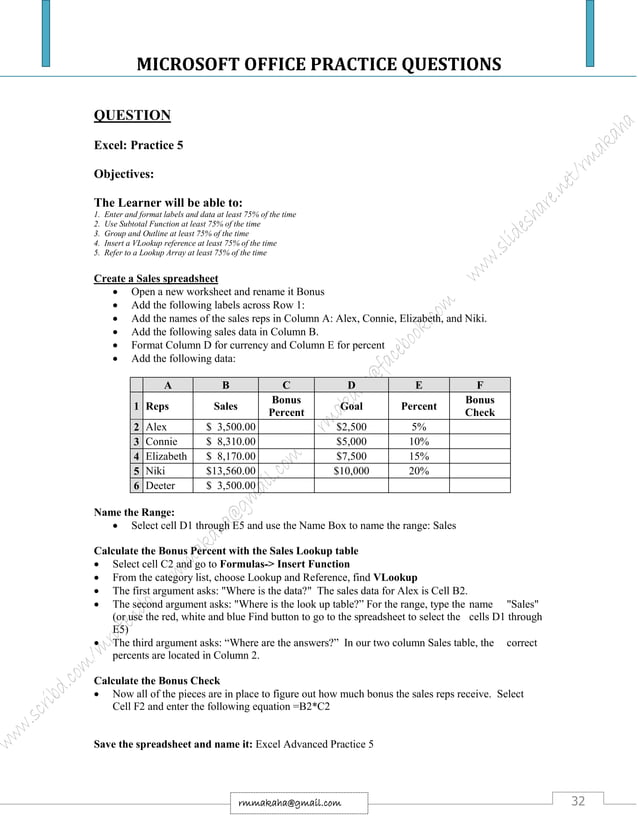 Microsoft Office: Practice Questions | PDF