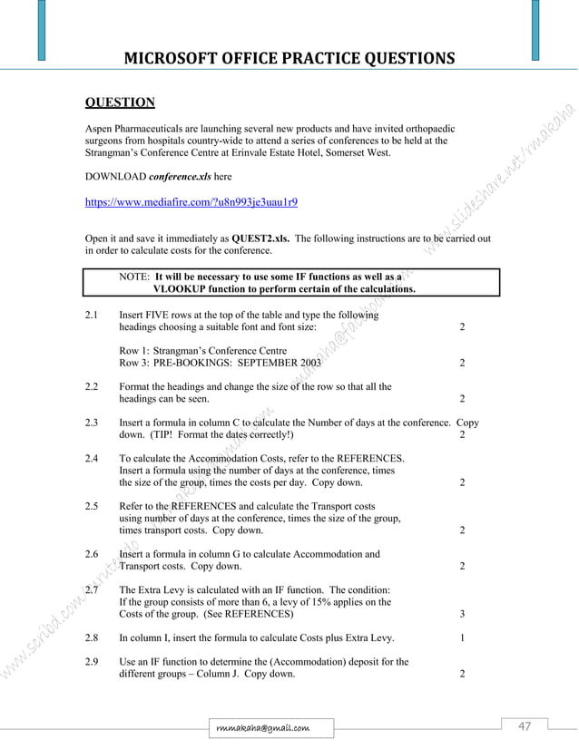 Microsoft Office: Practice Questions | PDF