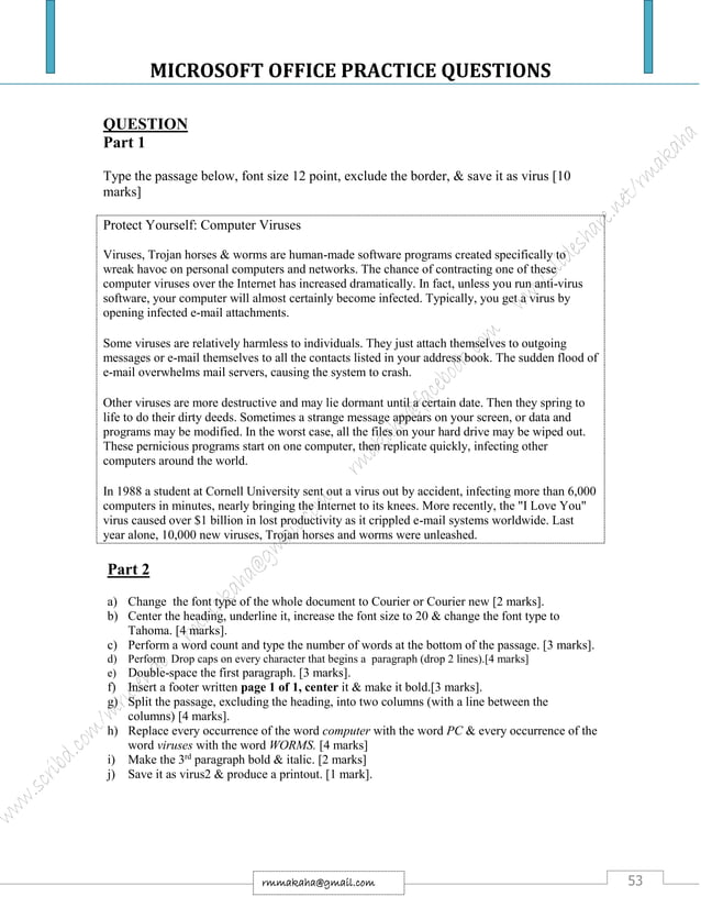 Microsoft Office: Practice Questions | PDF