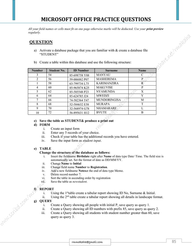Microsoft Office: Practice Questions | PDF