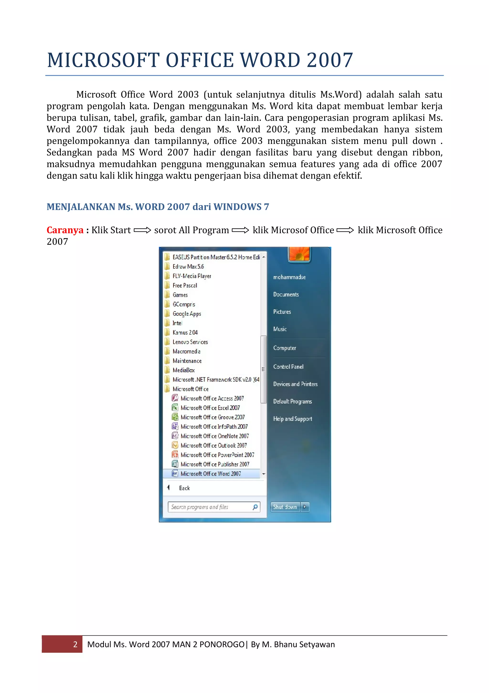 Microsoft office word 2007 | PDF