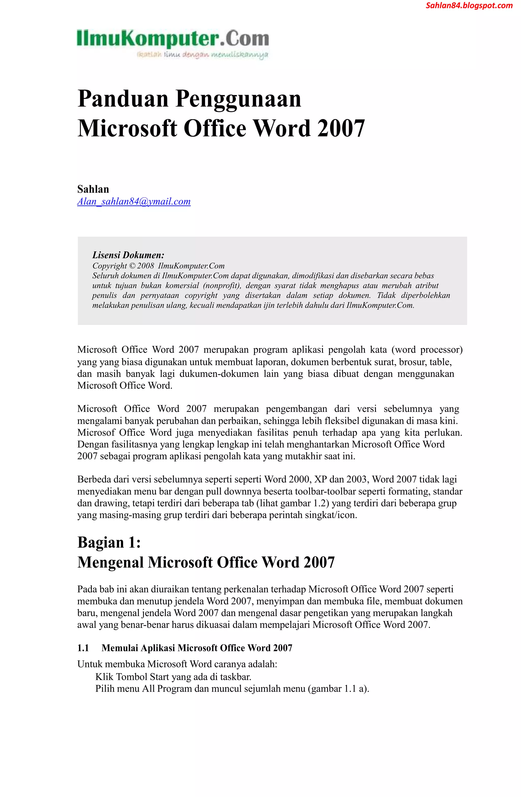 Microsoft office word 2007 | PDF
