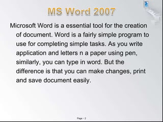 Microsoft office word 2007 | PPTX
