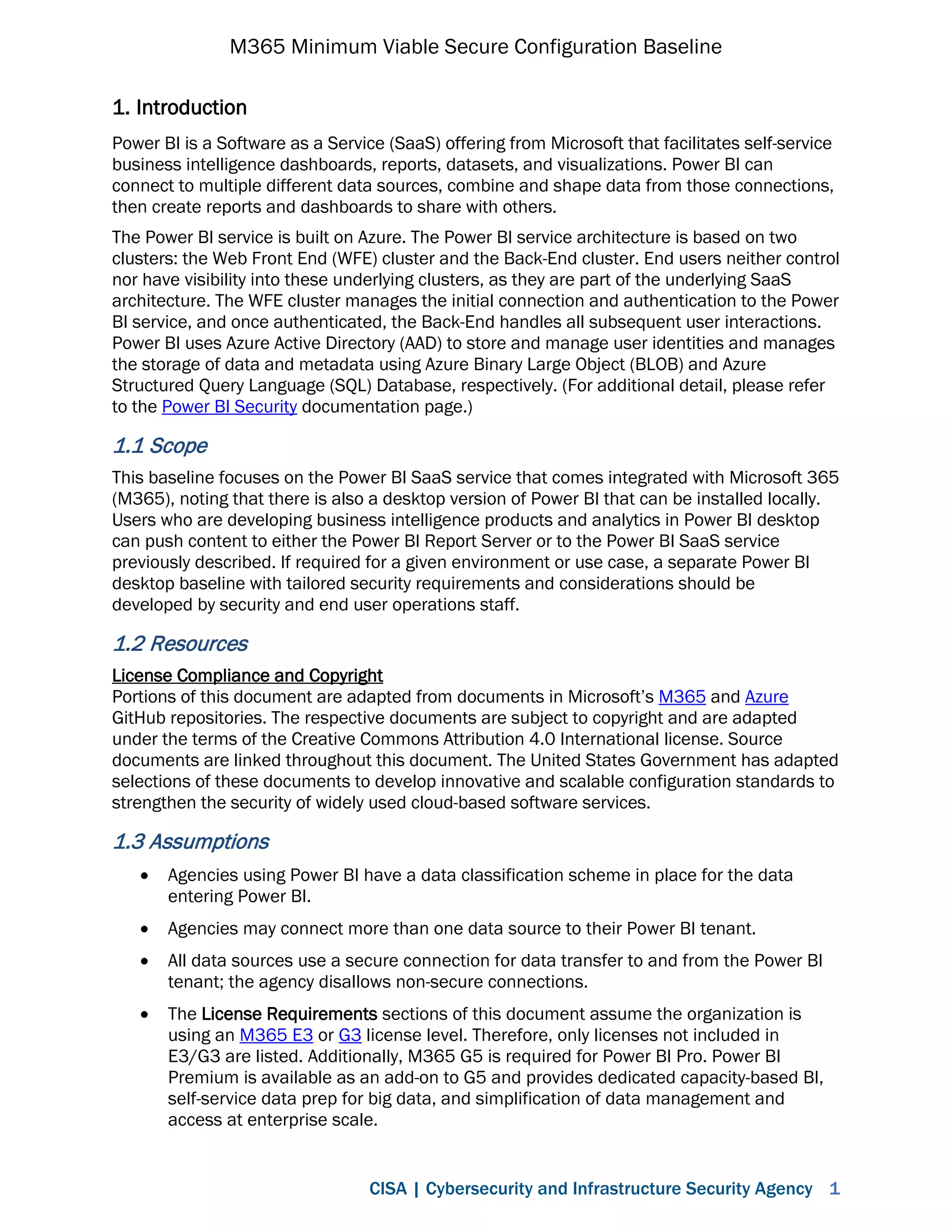 Microsoft Power BI M365 Minimum Viable SCB v0.1 | PDF