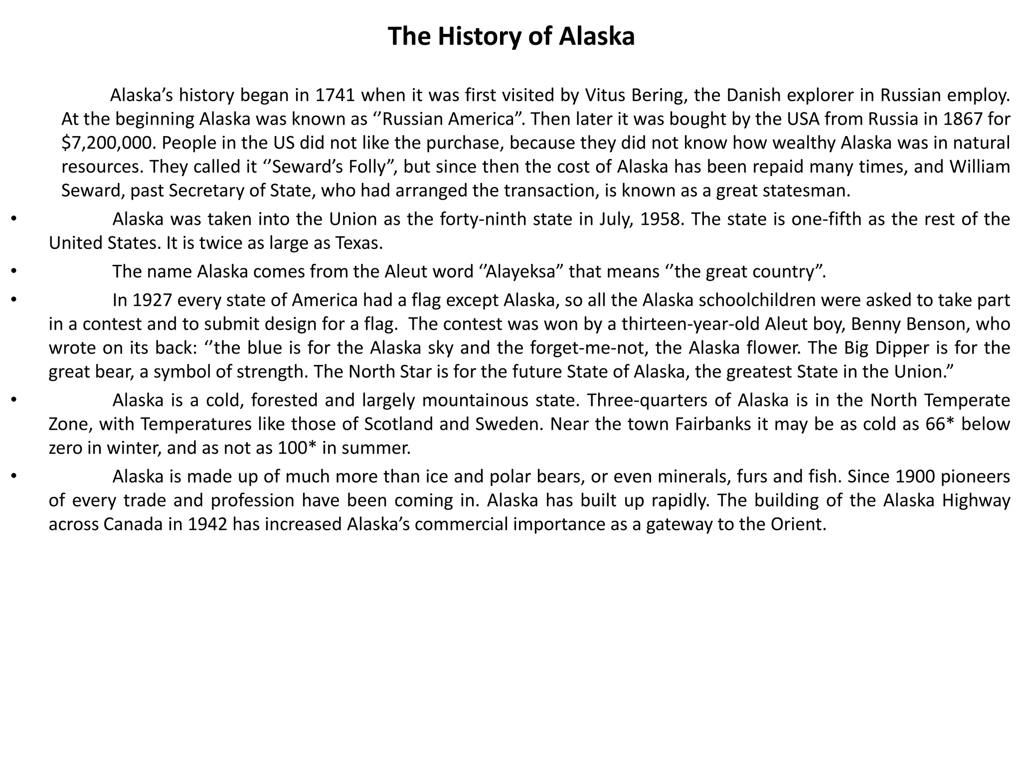 The History of Alaska | PPTX