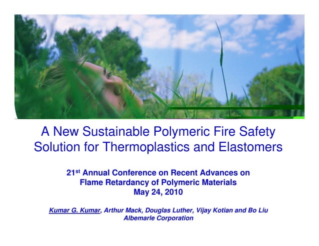 A New Sustainable Polymeric Fire Safety Solution for Thermoplastics and ...