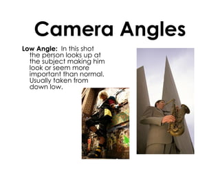 basic Camera Angles | PDF | Cameras and Camcorders | Consumer Electronics