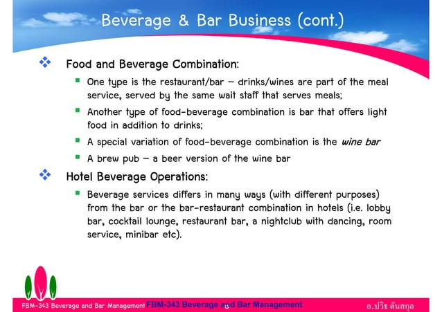 Chapter 8 Bar and Beverage Management | PDF