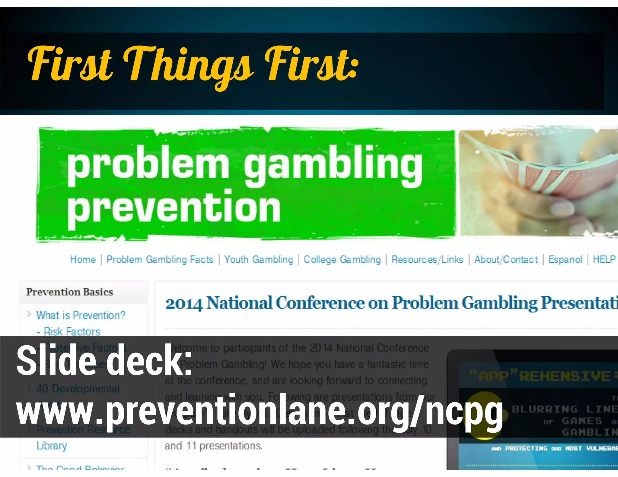 Problem Gambling Prevention: Key Information for Gambling Industry ...
