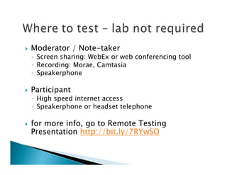 Usability Testing 101 - an introduction | PDF