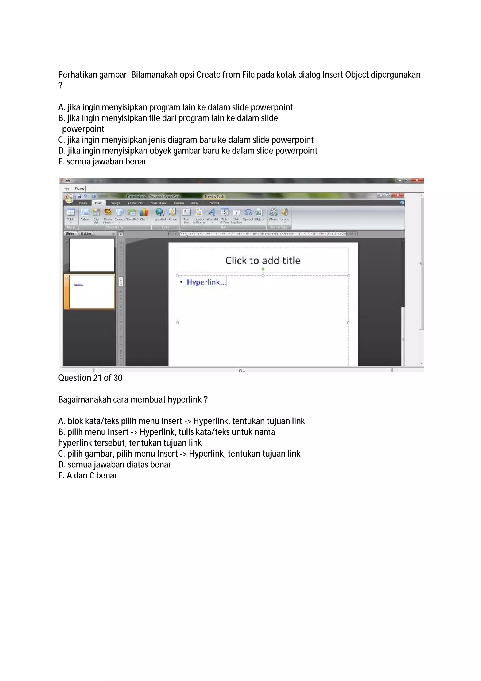 contoh ujian Microsoft powerpoint 2007 | PDF