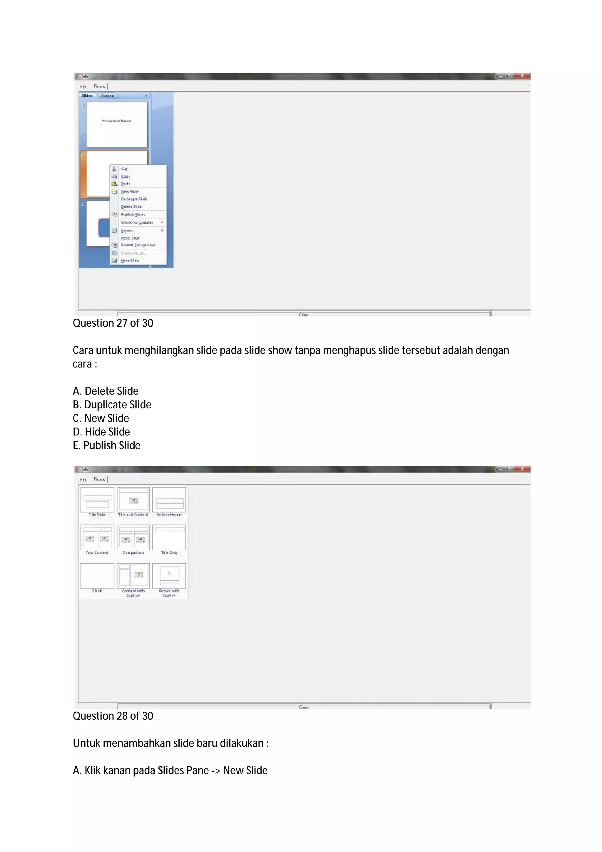 contoh ujian Microsoft powerpoint 2007 | PDF
