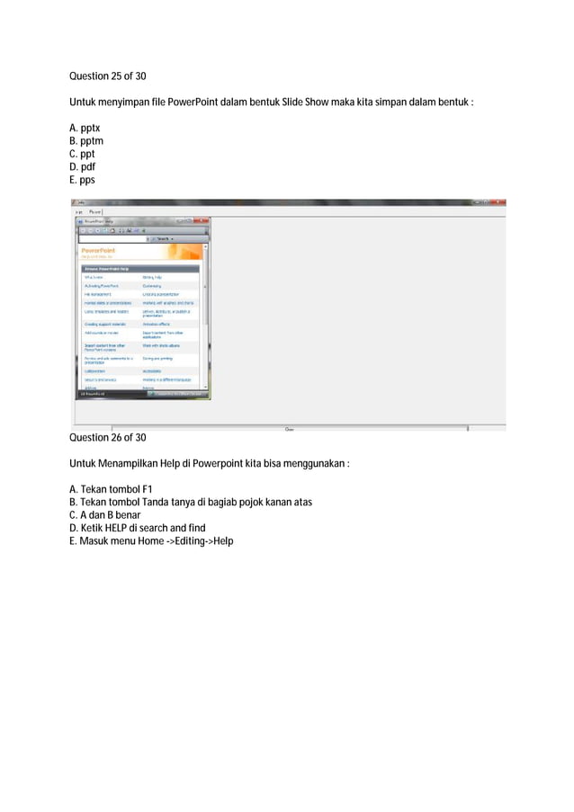 contoh ujian Microsoft powerpoint 2007 | PDF