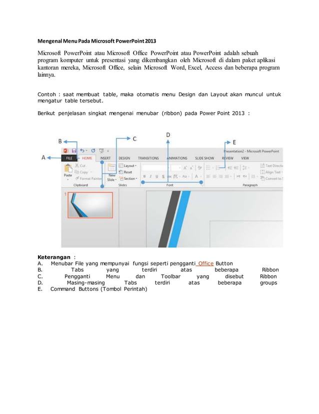 Microsoft power point 2013 menu | DOCX