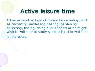 My leisure activities | PPT