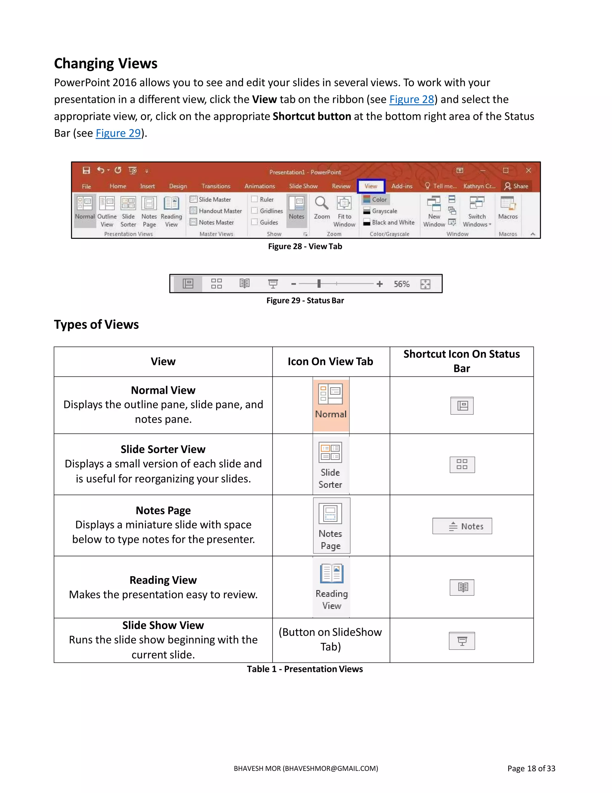 Microsoft power point basics 2016 by Bhavesh Mor | PDF