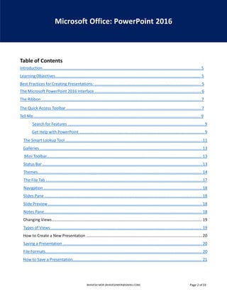 Microsoft power point basics 2016 by Bhavesh Mor | PDF