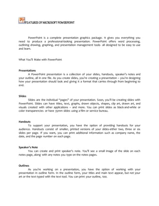 MS PowerPoint, Excel & Publisher Module | DOCX