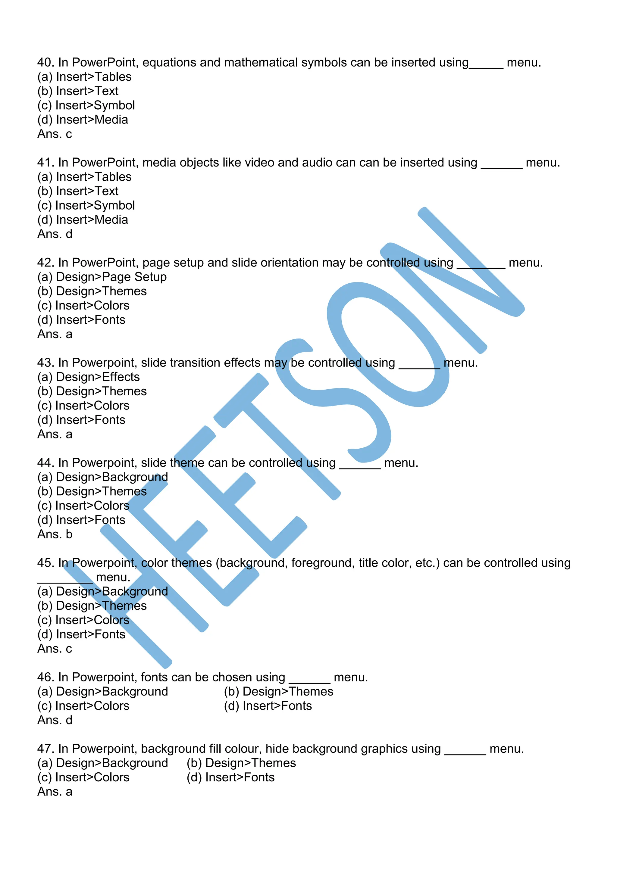 Power Point MCQ Questions and Answers (MS PowerPoint) | PDF