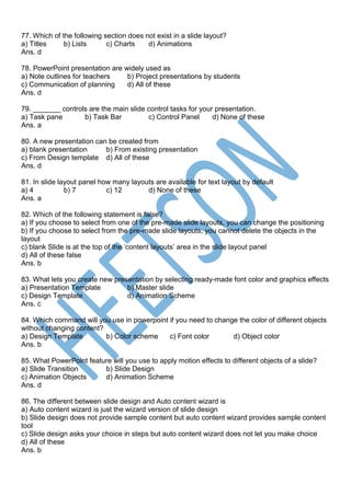 Power Point MCQ Questions and Answers (MS PowerPoint) | PDF