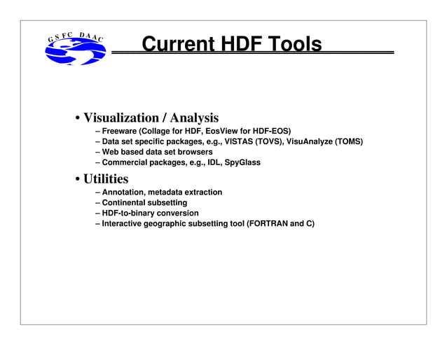 Current HDF Tools (1997) | PPT