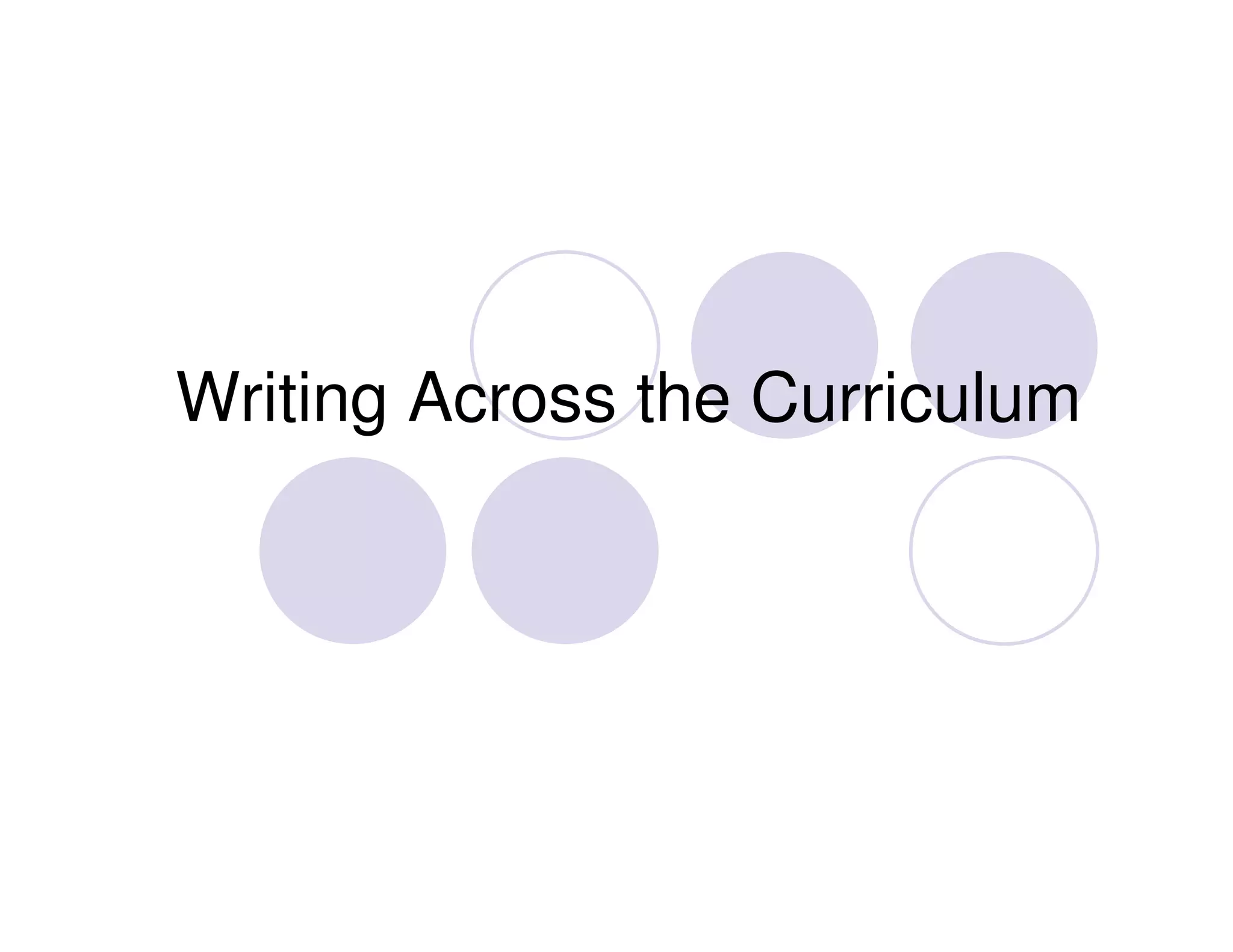 Writing Across the Curriculum | PDF