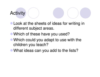 Writing Across the Curriculum | PDF