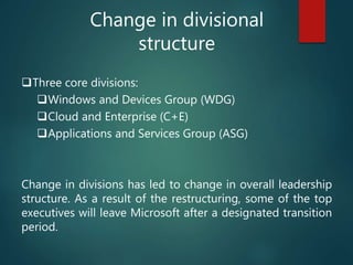 Organizational changes at Microsoft Corporation | PPTX