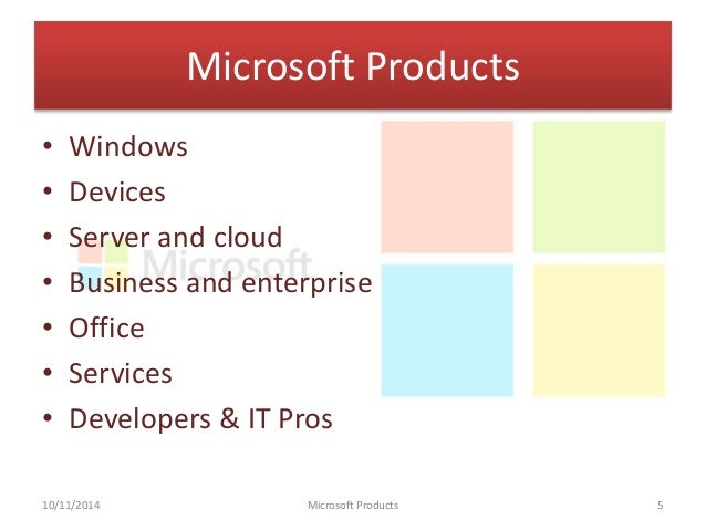 Microsoft products 2014