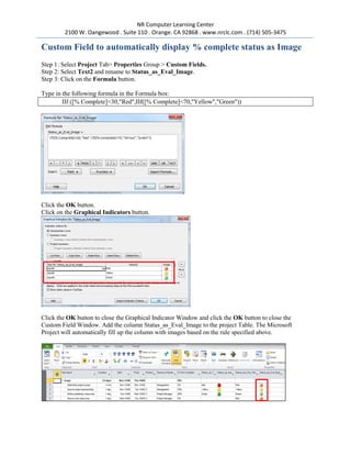 Microsoft project 2010 creating customized field with image & formula | PDF