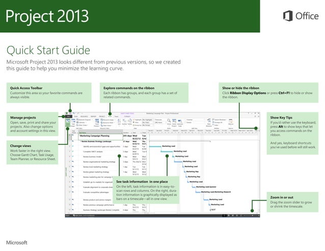 Microsoft Project 2013 Quickstart | PDF
