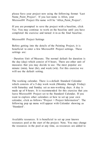 Microsoft® project painting exercise cpmgt303 version 111 | PDF
