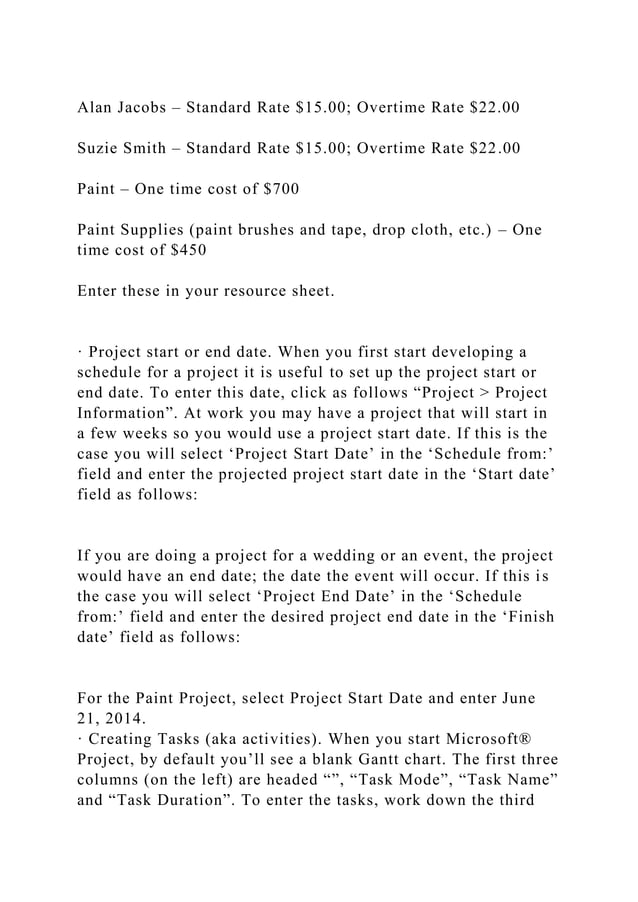 Microsoft® Project Painting ExerciseMicrosoft® Project .docx