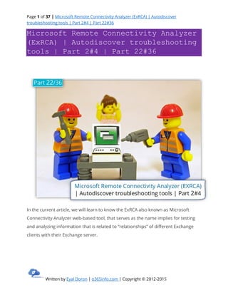 Microsoft remote connectivity analyzer (exrca) autodiscover ...