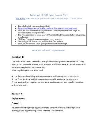 Microsoft sc 900 exam dumps 2021 | PDF