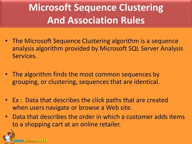 MS SQL SERVER: Microsoft sequence clustering and association rules | PPTX