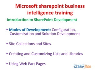 Microsoft sharepoint business intelligence training | PPTX
